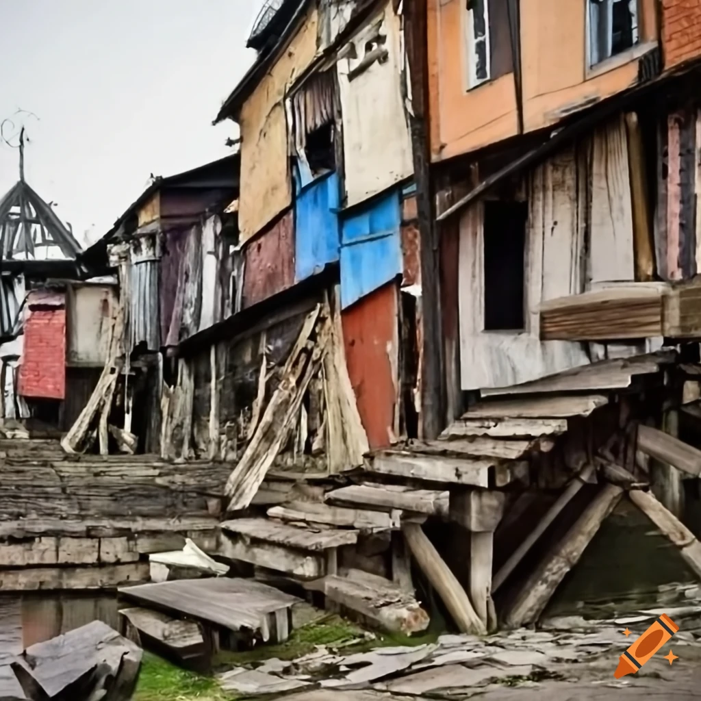 City slums with structures on stilts by Hans von Marées on Craiyon