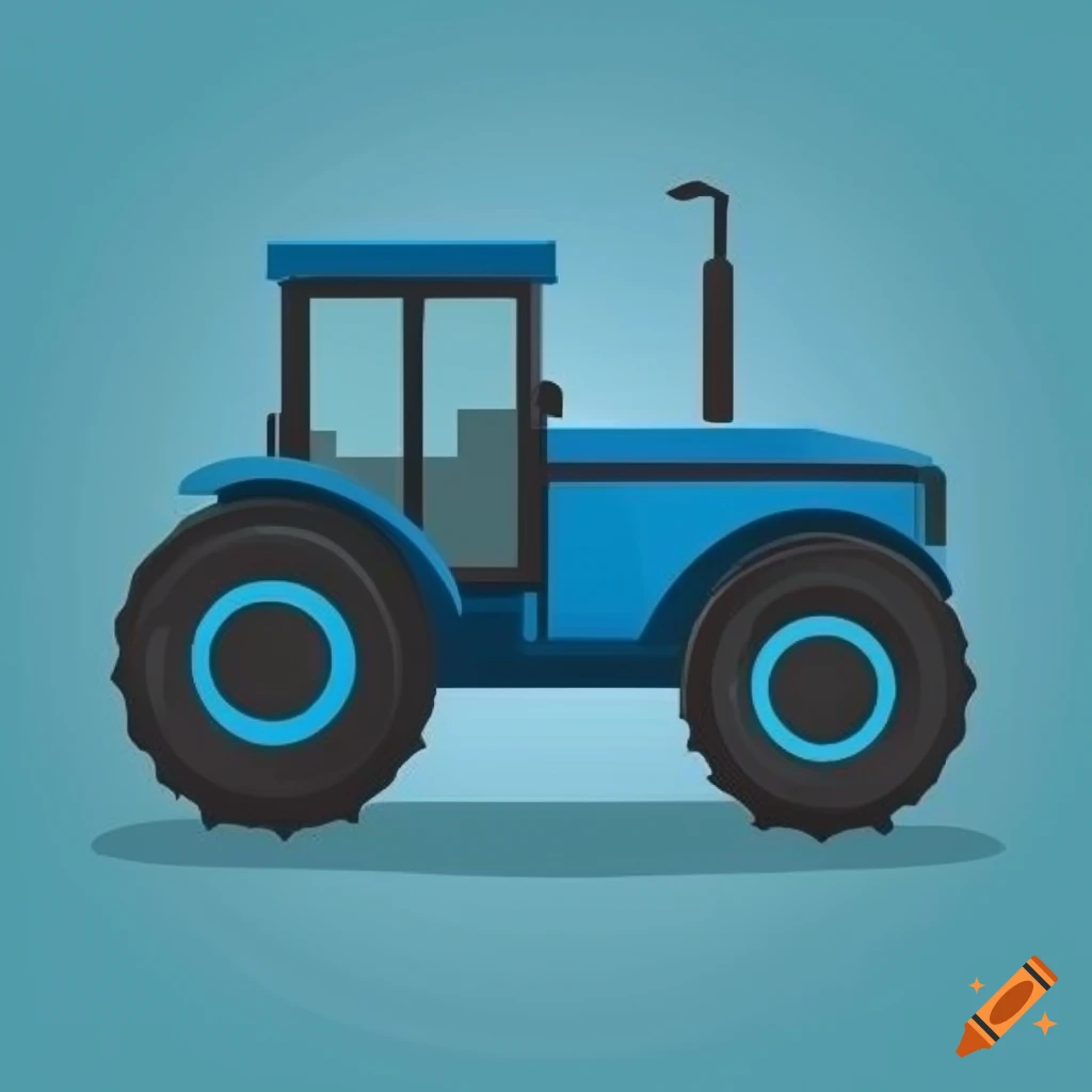 Blue tractor in flat vector style on Craiyon