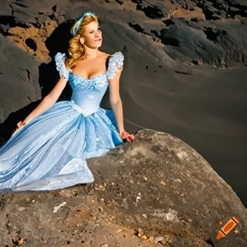Cinderella sitting on a rock on Mars in high definition on Craiyon