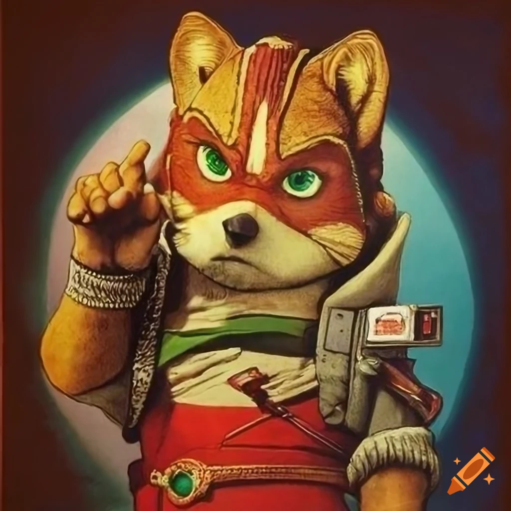 Intricate details in a vintage Star Fox poster inspired by James Gurney ...