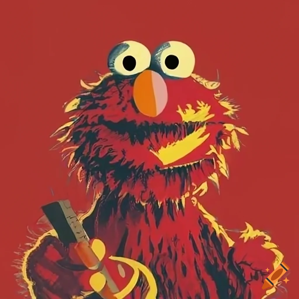 Elmo in soviet era propaganda style on Craiyon