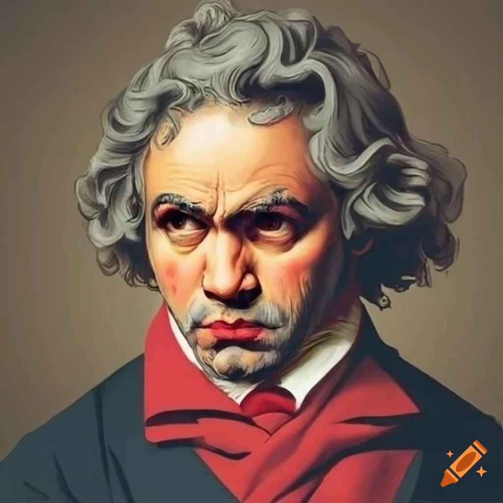 Ludwig van beethoven with disdain and arched eyebrows on Craiyon
