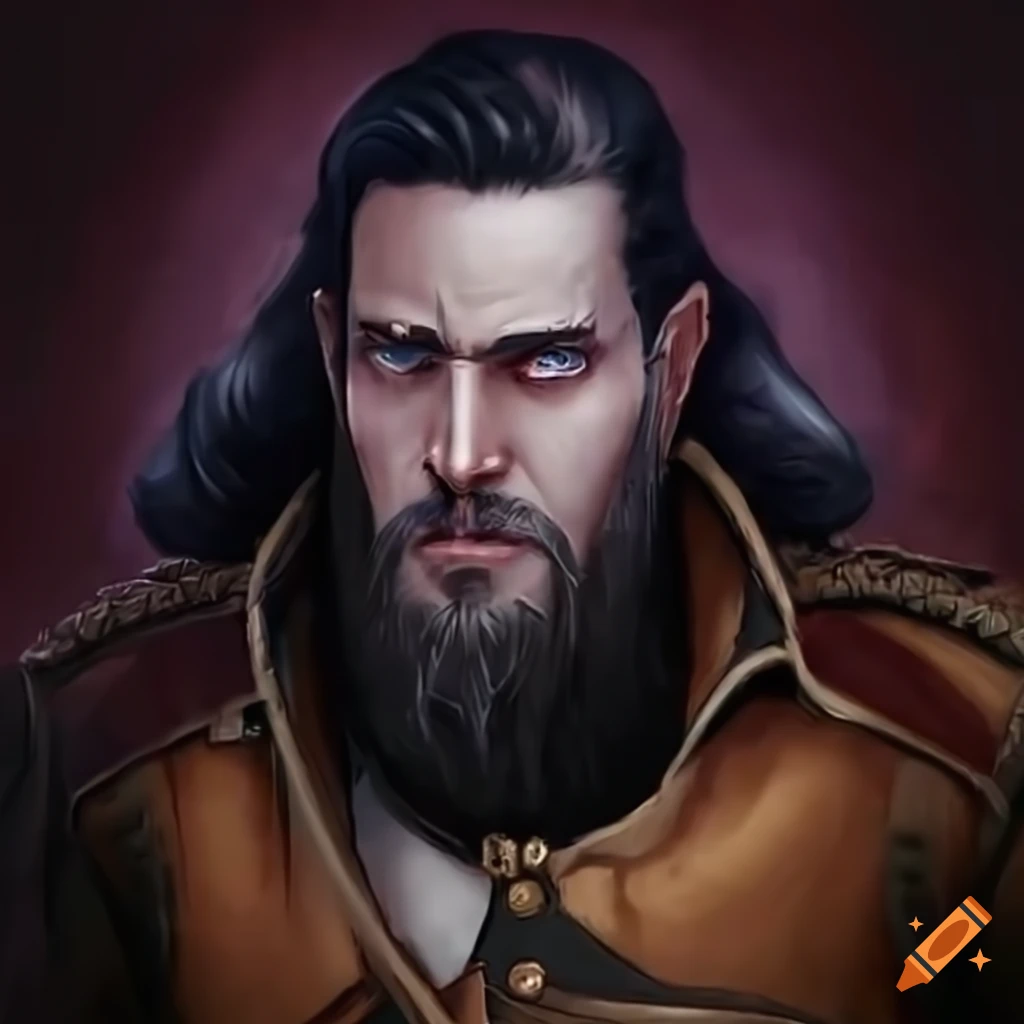 Roguishly handsome male space captain with distinctive features on Craiyon