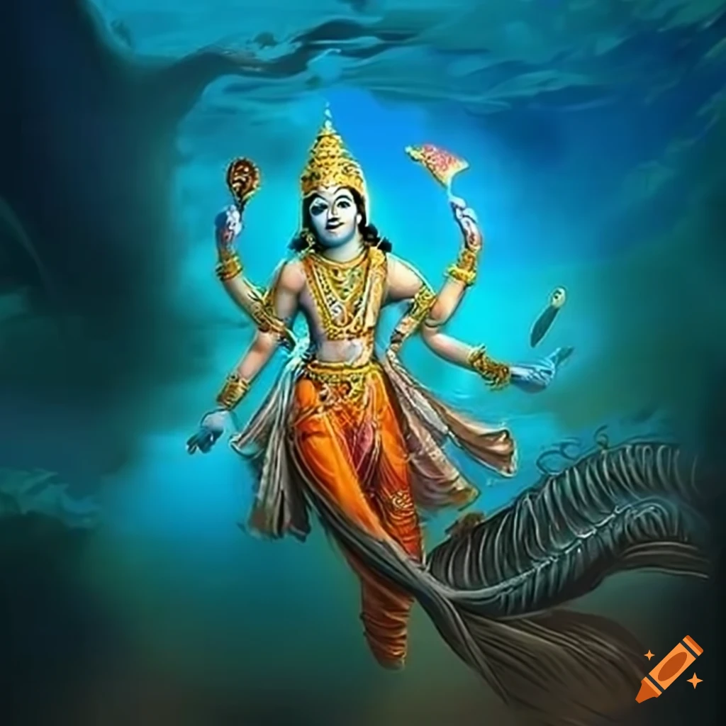 Matsya Avatar of Lord Vishnu depiction on Craiyon