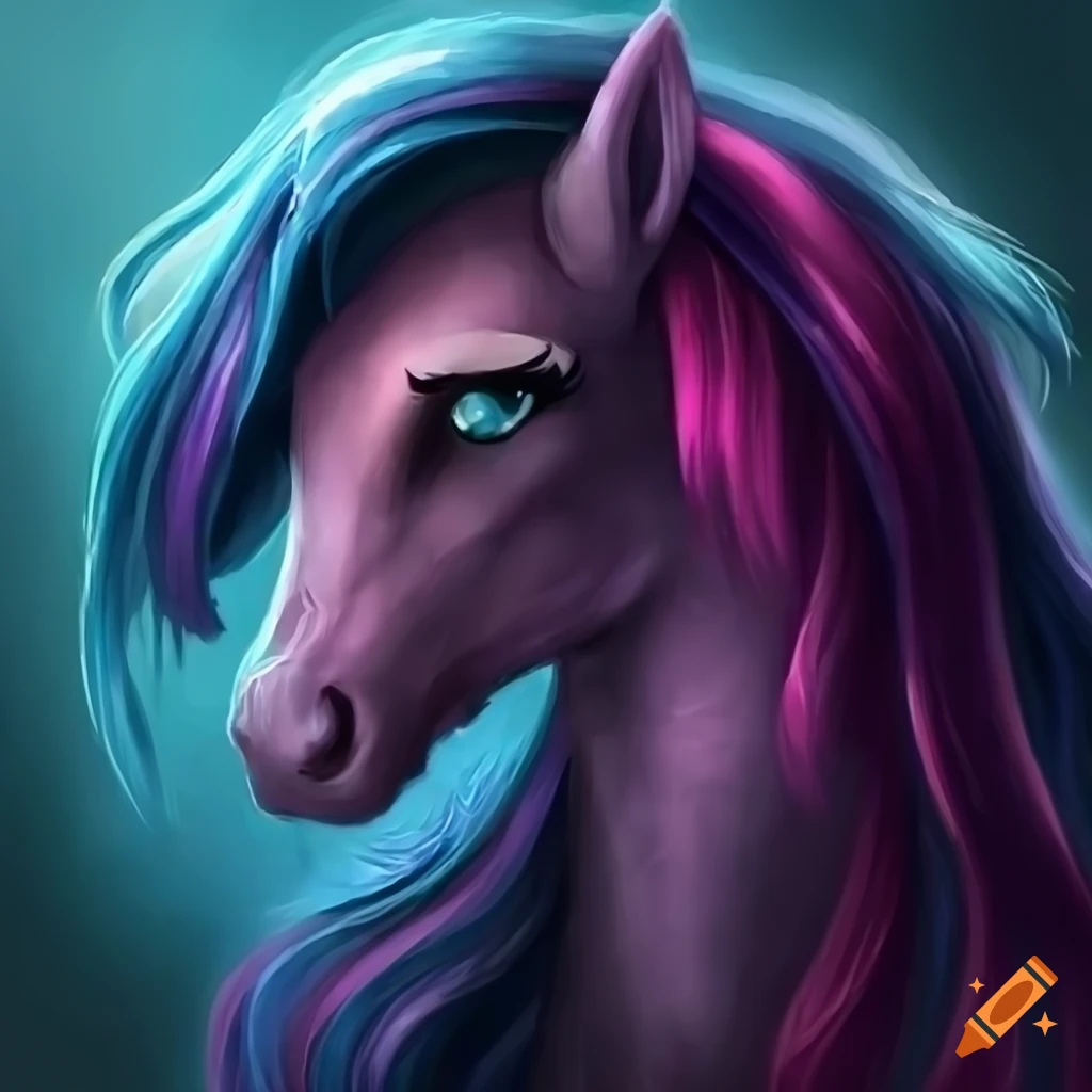 Detailed and realistic portrait of a My Little Pony character on Craiyon