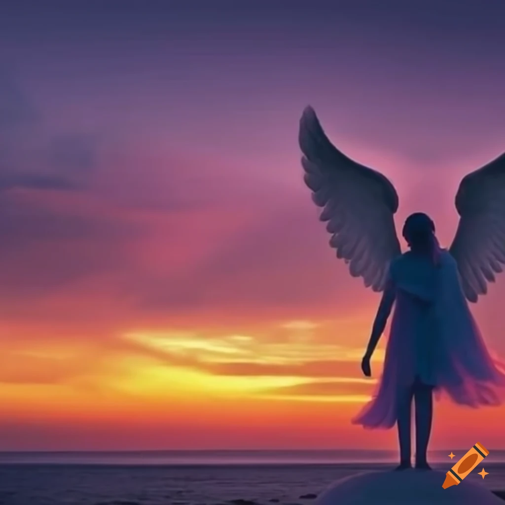Angel in a stunning sunset scene on Craiyon
