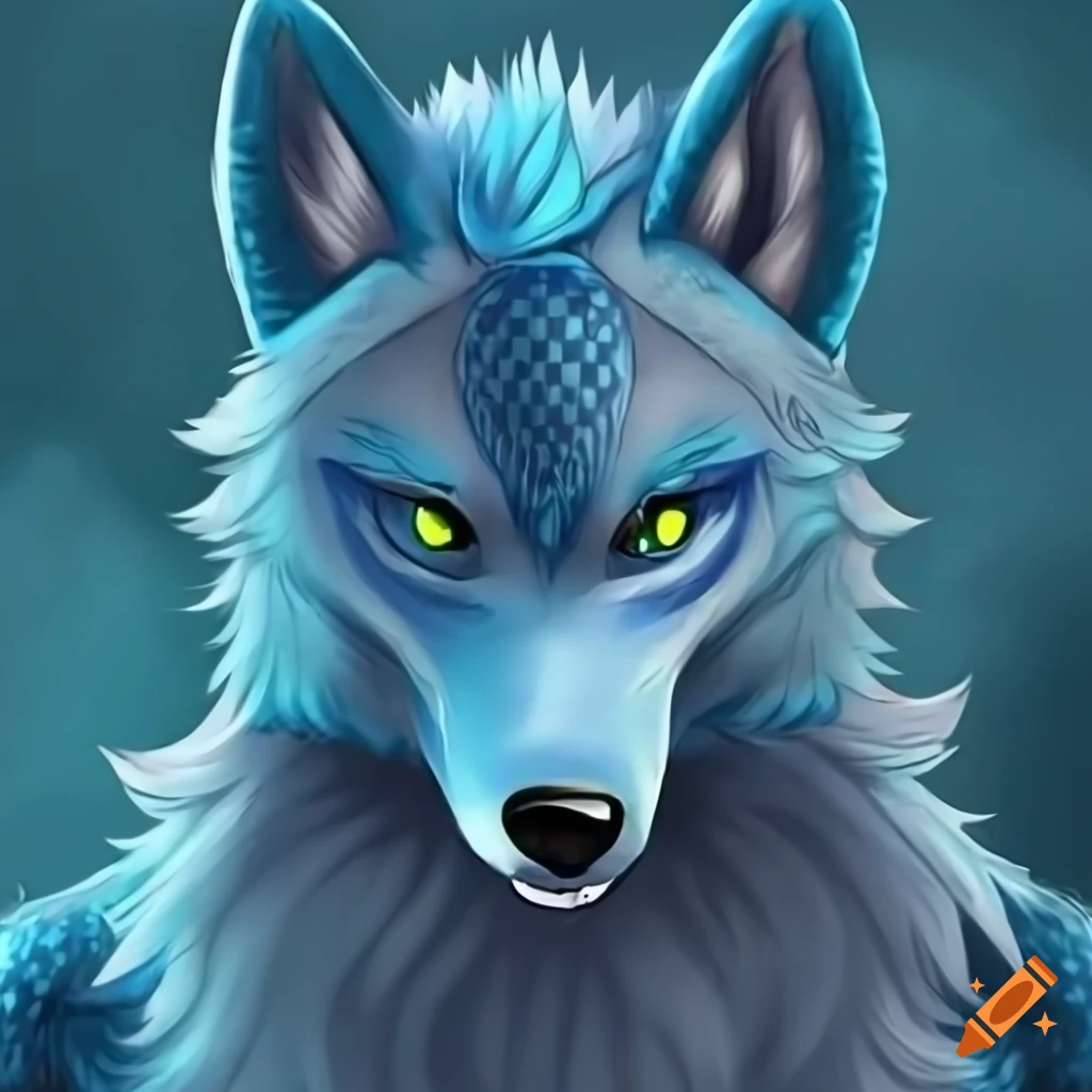 Blue wolf furry avatar on Craiyon