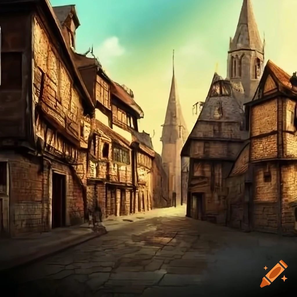 Detailed medieval town image on Craiyon