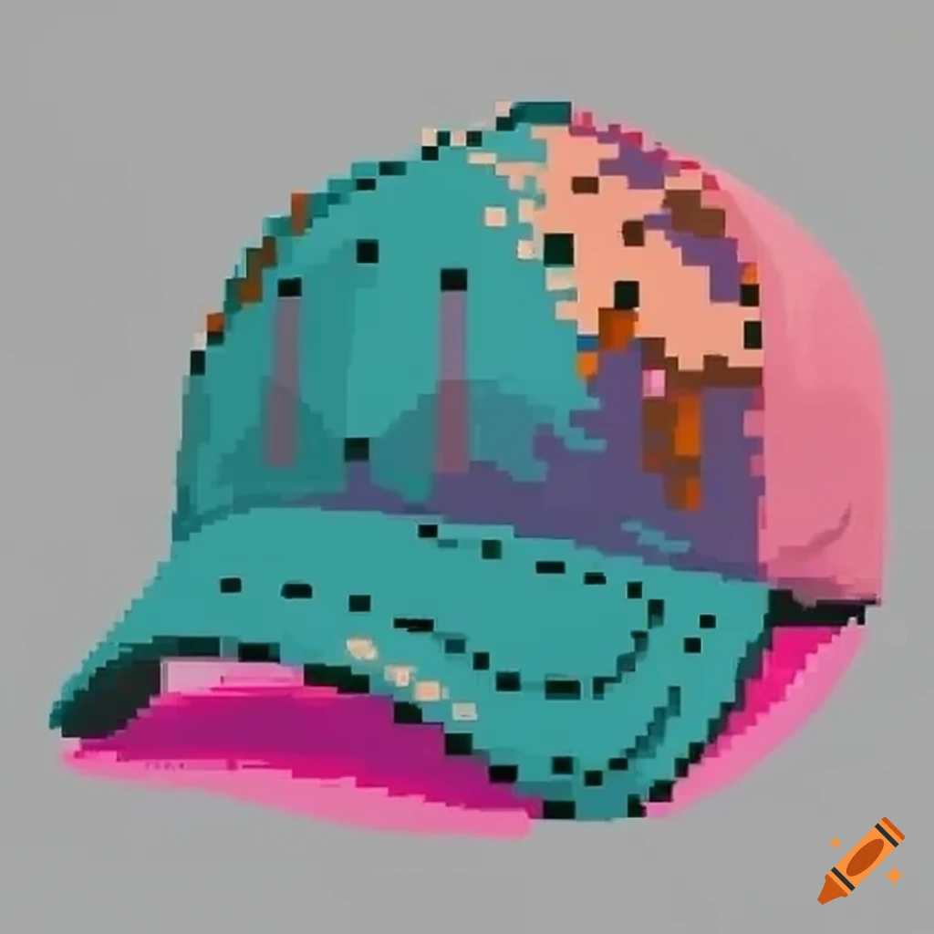 Cute pixel art design featuring a stylish baseball cap on Craiyon