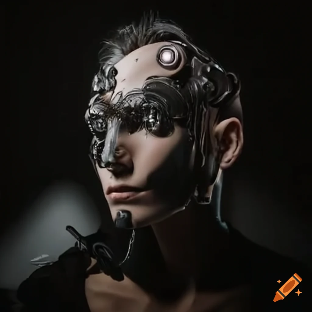 Cyborg with malfunctioning parts on Craiyon