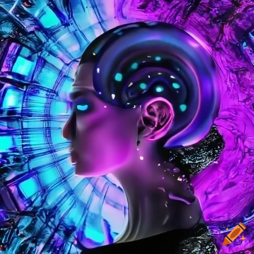 Futuristic blue and purple artificial intelligence concept on Craiyon