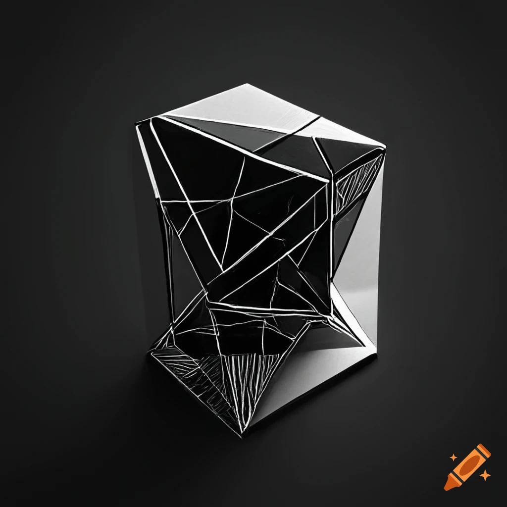 4D cube in strong black line drawing style on Craiyon