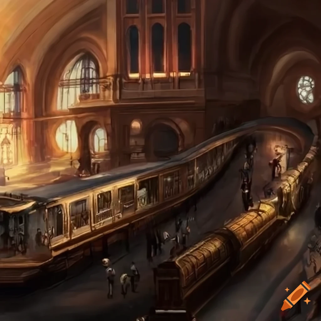 Fantasy city train station inspired by dungeons and dragons on Craiyon
