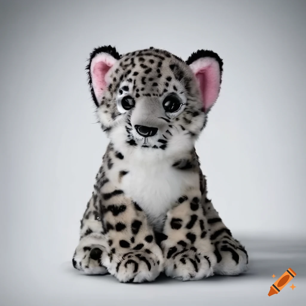 Realistic snow leopard cub toy on Craiyon