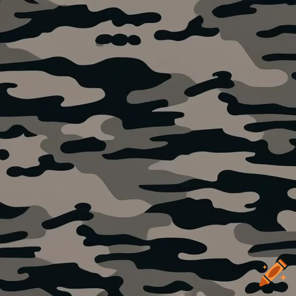 M81 woodland style camouflage pattern in greyscale on Craiyon
