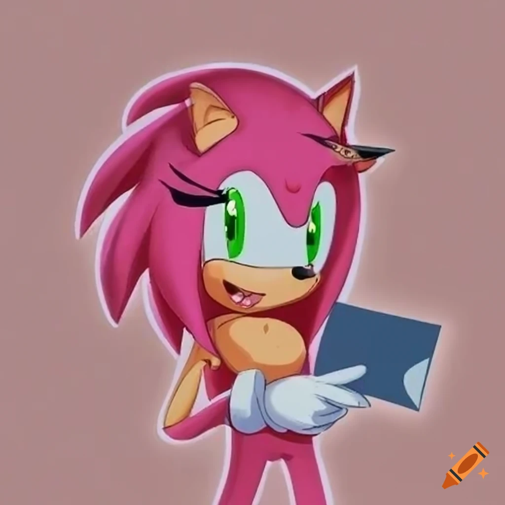 Character amy rose with a card on Craiyon
