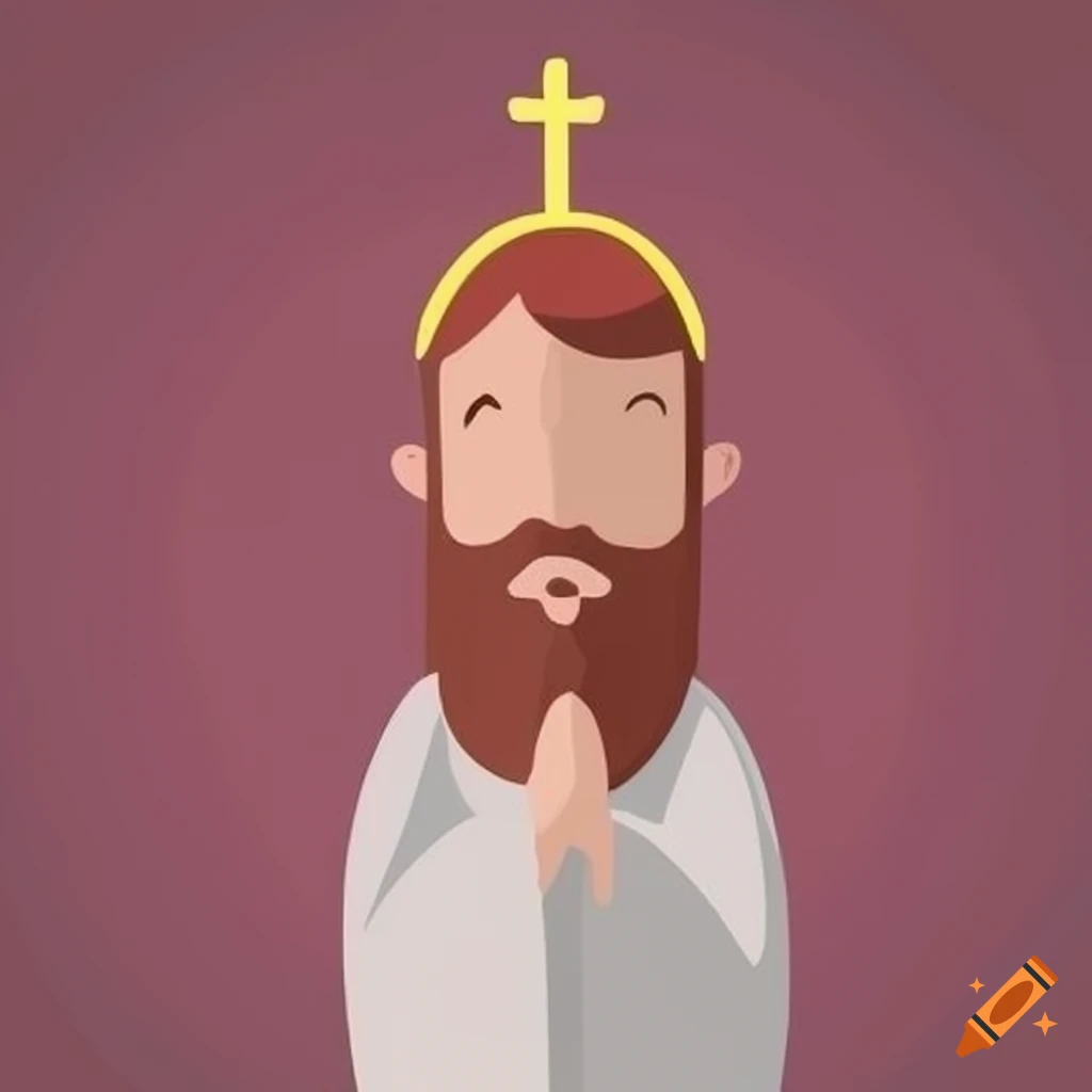 Cartoon christian god in minimalist style on Craiyon
