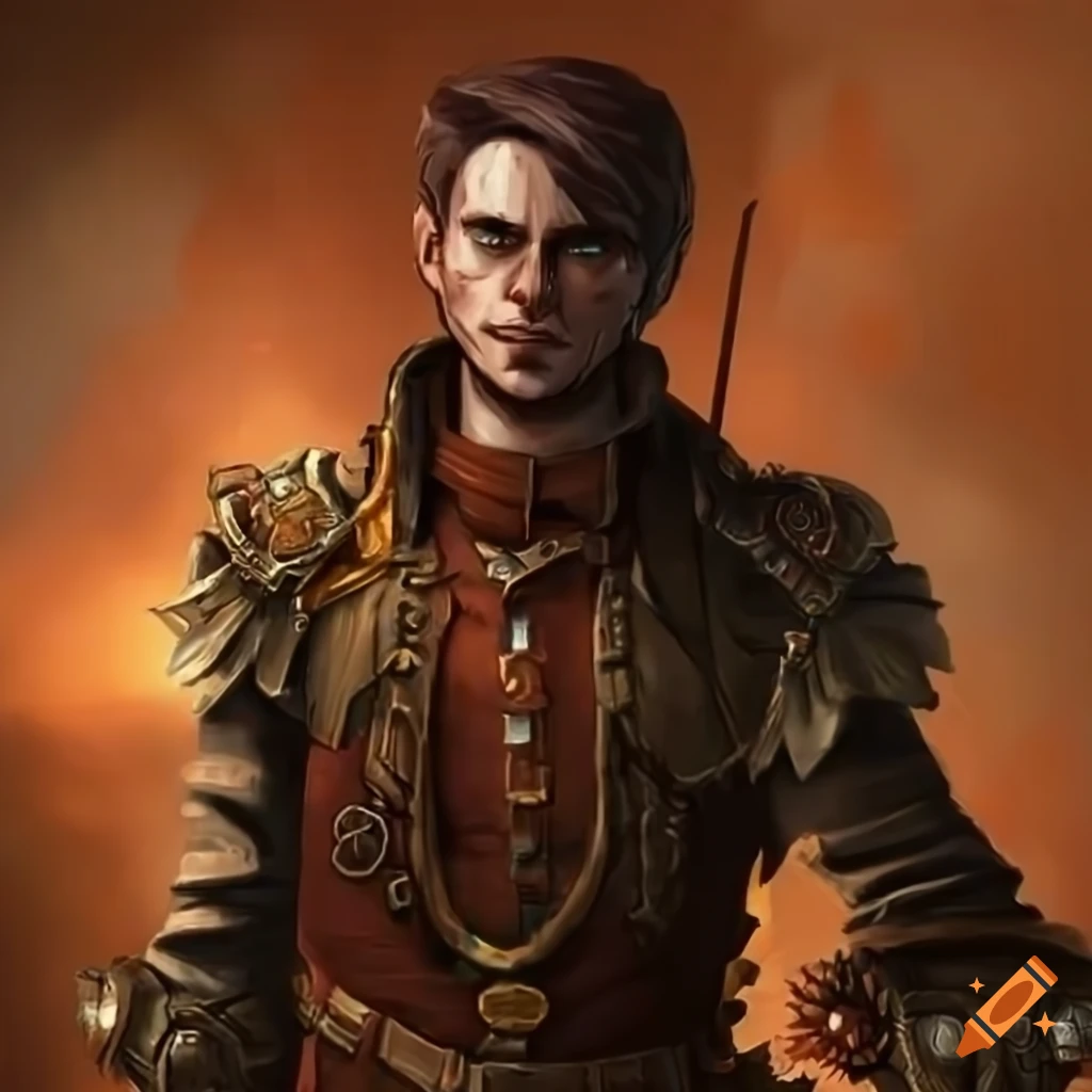 Human male in rpg steampunk style on Craiyon