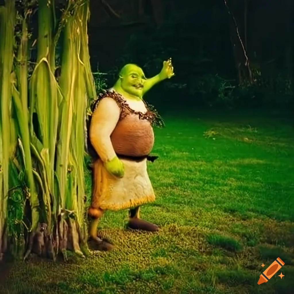Shrek riding a corn on Craiyon