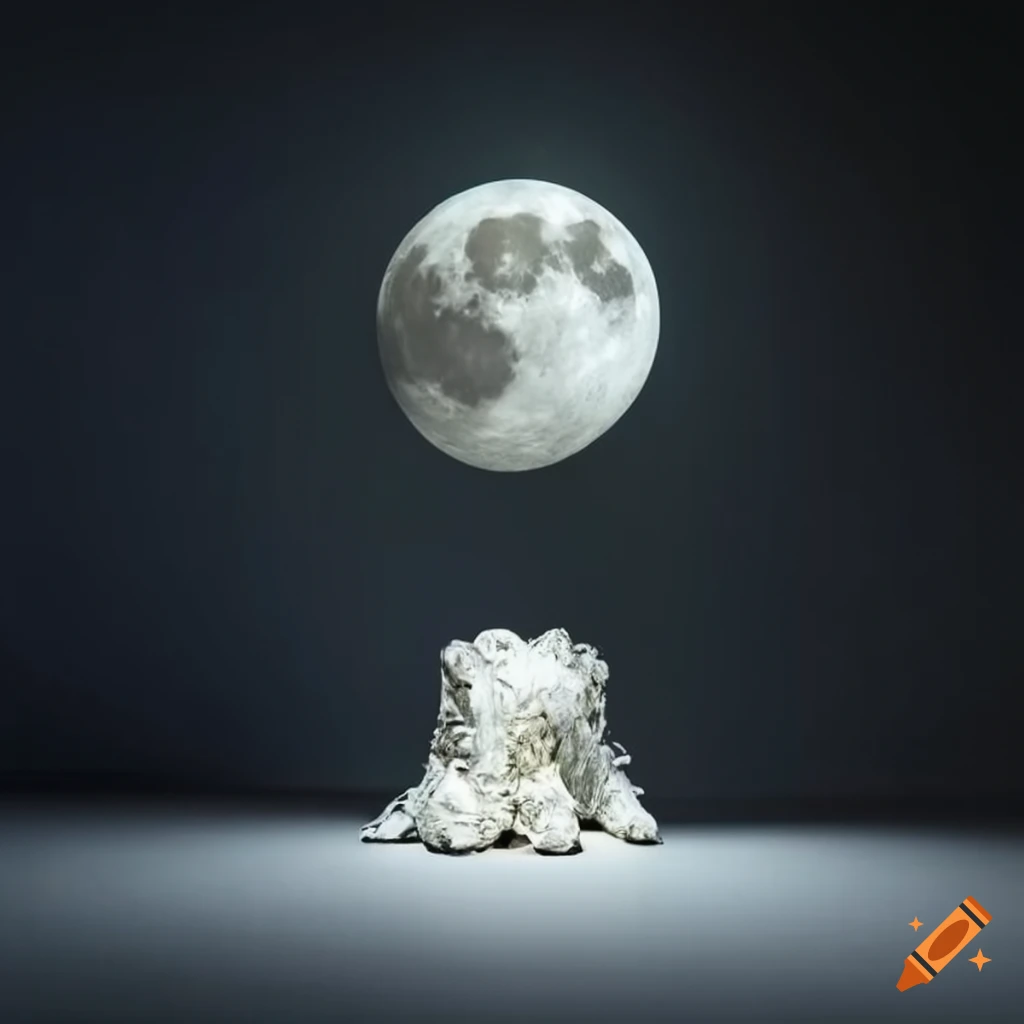 Full moon sculpture made from recycled metal on Craiyon