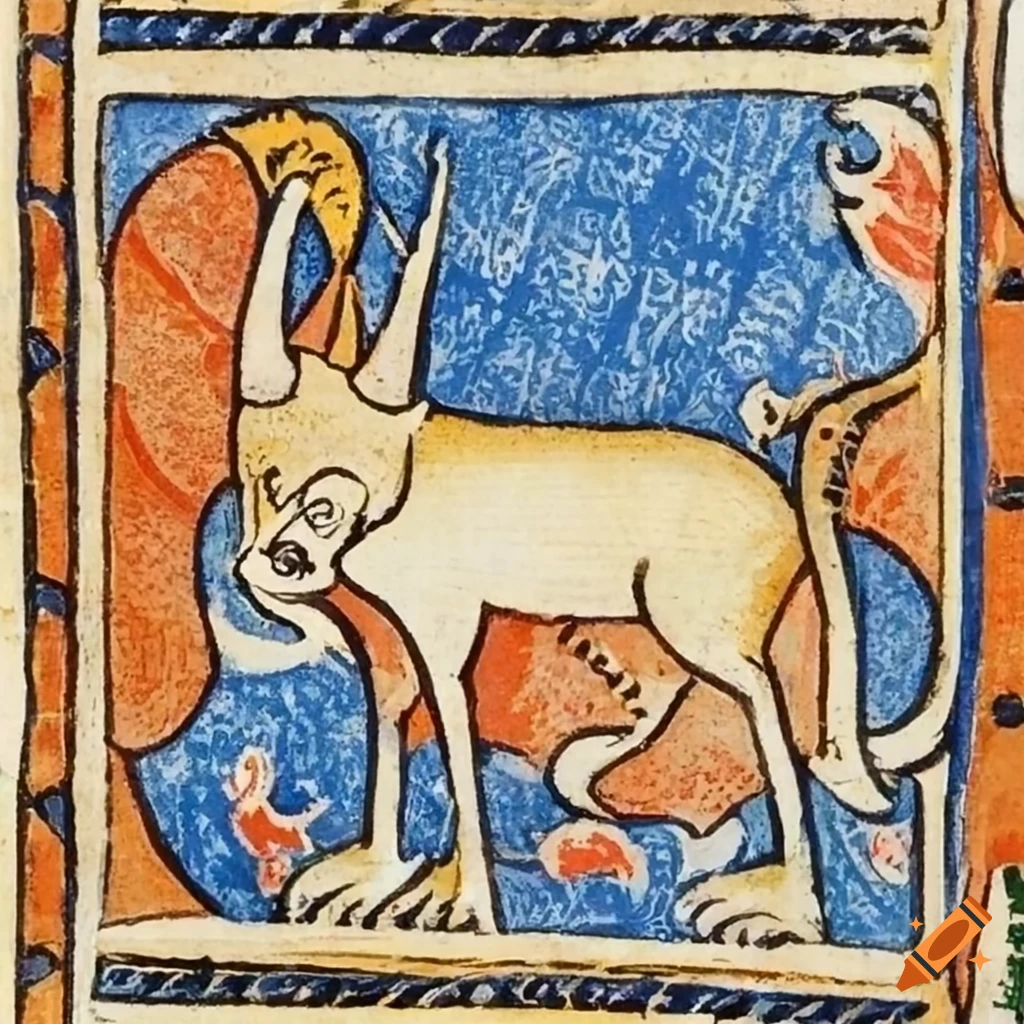 Medieval manuscript illustration of an animal on Craiyon