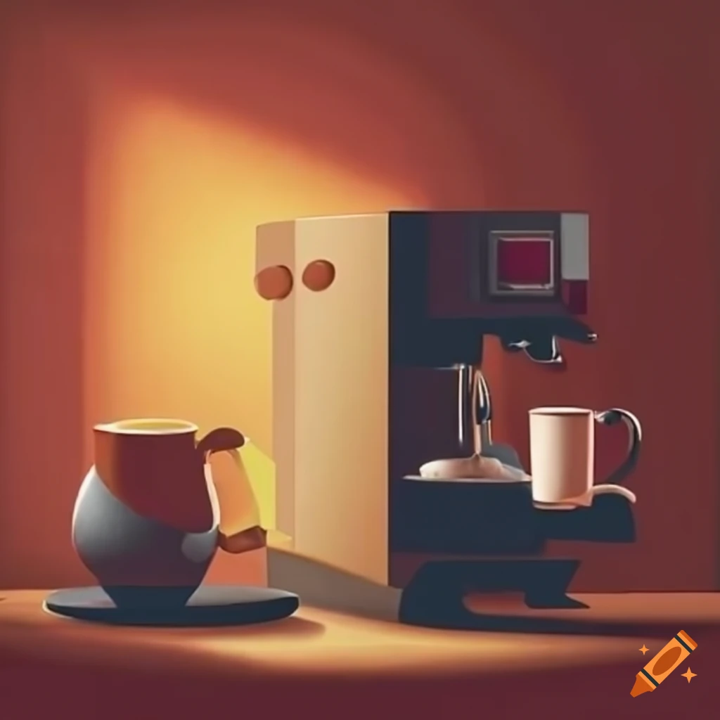 Man selecting coffee in a room with a coffee machine and cup washing ...