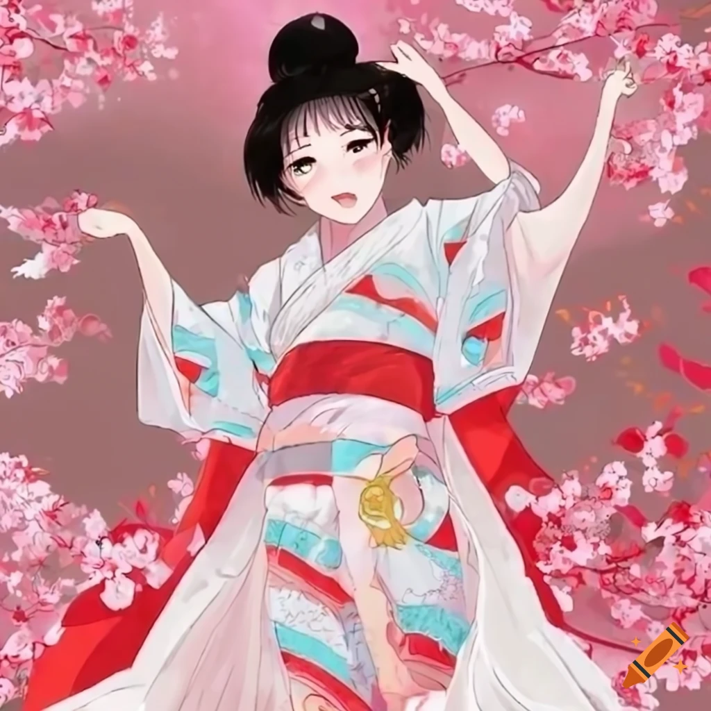 Manga-style image of Aichan in a traditional Japanese bride outfit ...