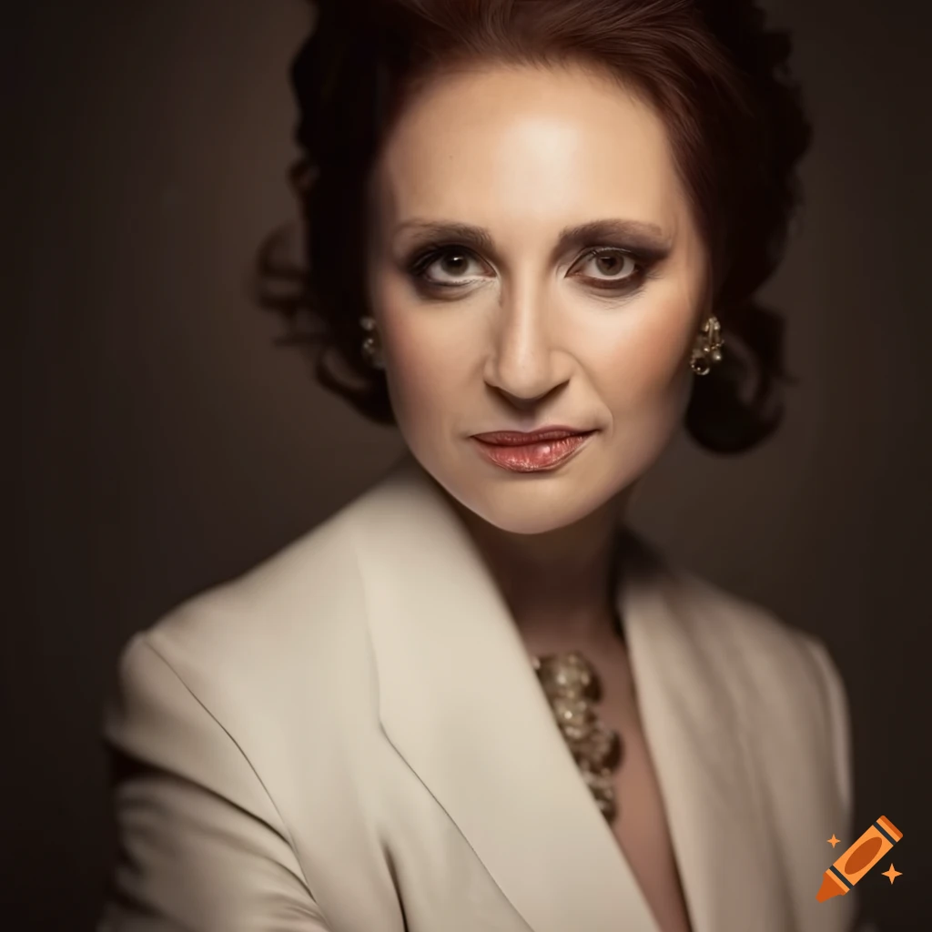 Portrait of a sophisticated middle-aged woman in a chic business outfit ...