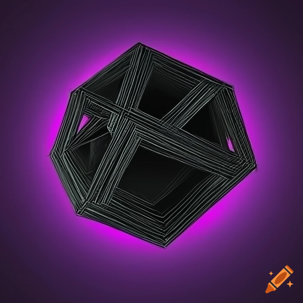 4d Cube In Strong Black Line Drawing On Craiyon