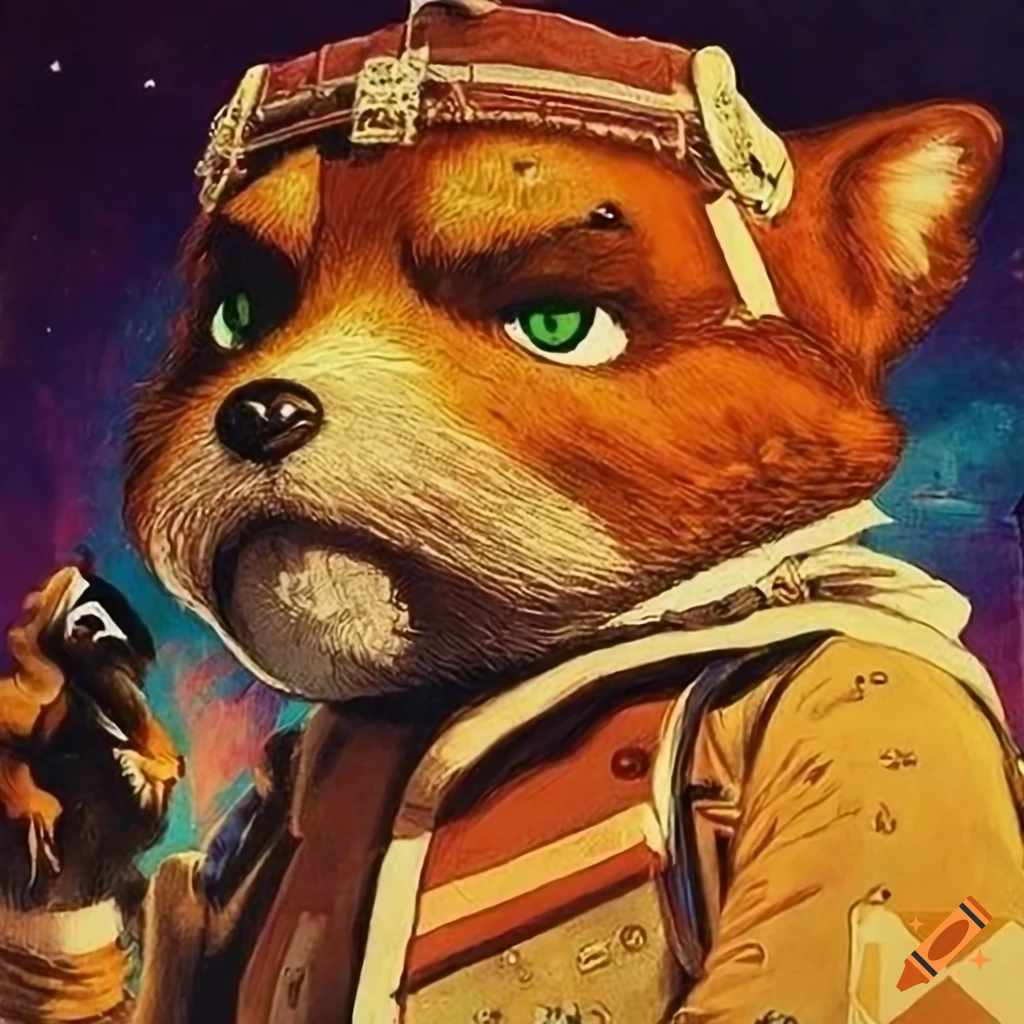 Intricate details of Biggie Star Fox in a vintage poster style on Craiyon