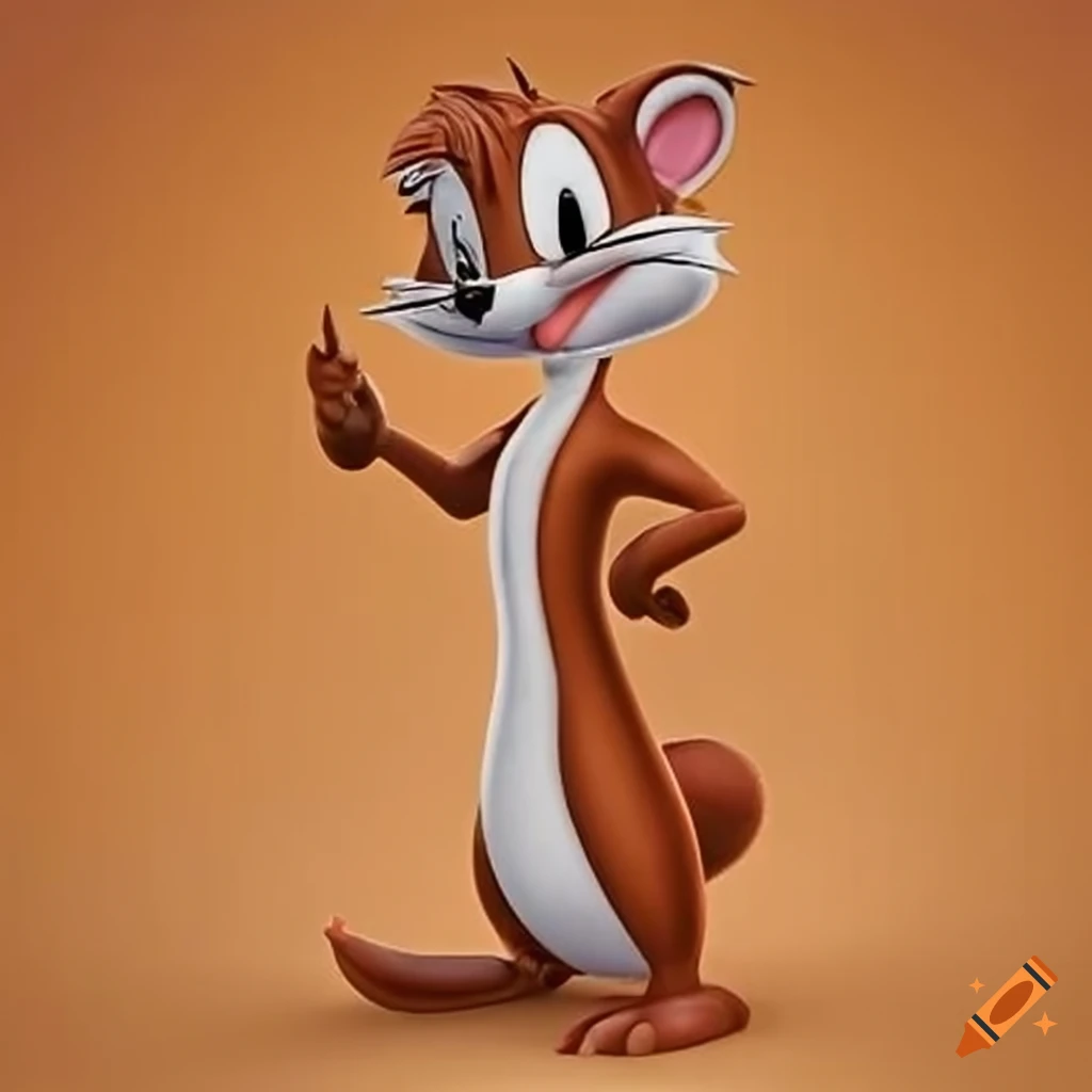 Orange weasel character inspired by looney tunes on Craiyon