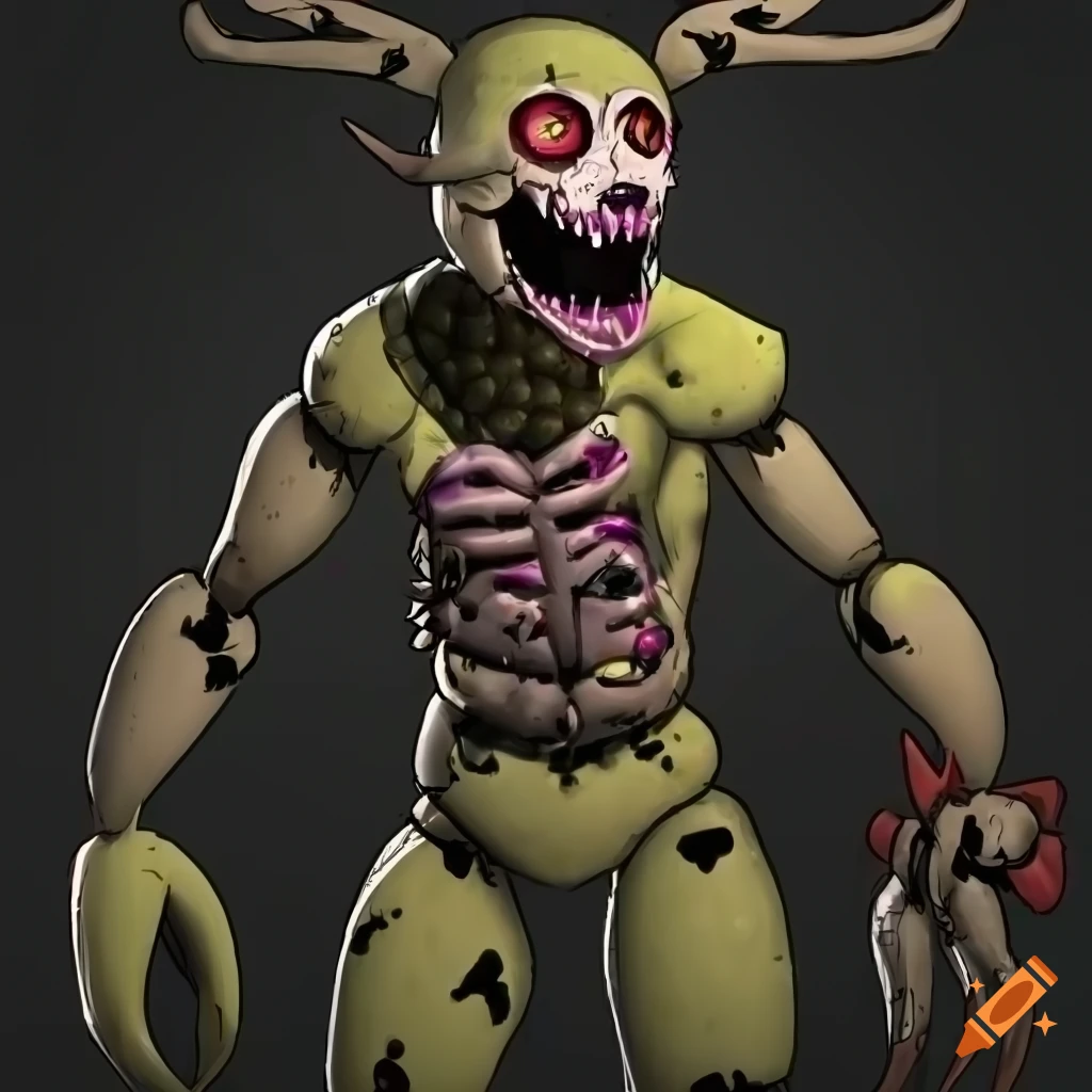 Fusion of a wendigo and springtrap creature on Craiyon
