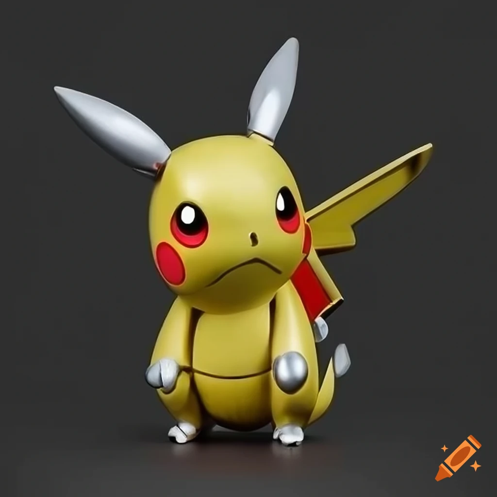 Stylized metal pokémon figure on Craiyon