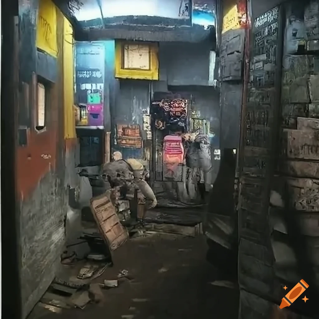 Poor cyberpunk individuals in random locations on Craiyon