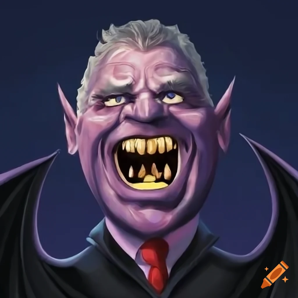 Satirical cartoon of Doug Ford as a vampire with bat wings and fangs on ...