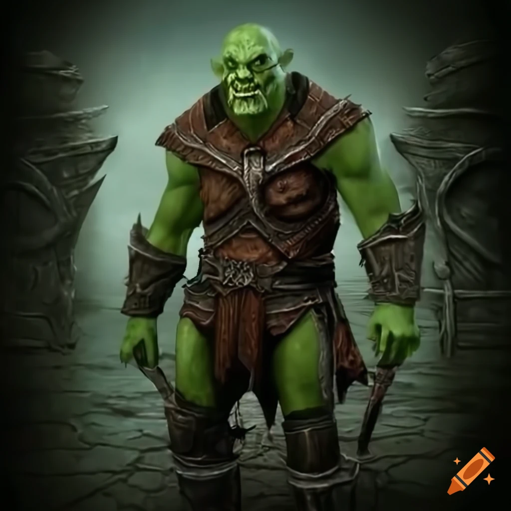 Skyrim orc standing proudly at the gate on Craiyon