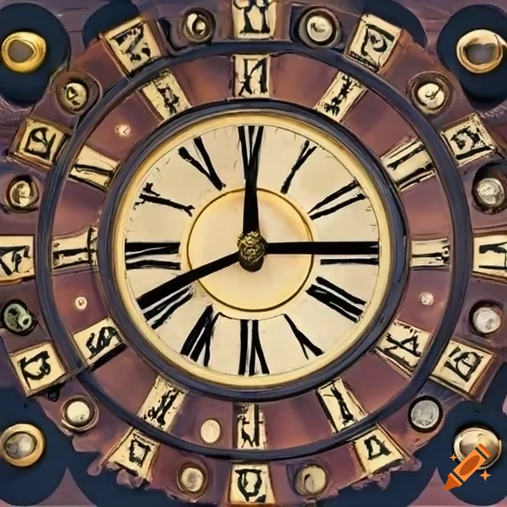 Artistic arrangement of multiple clocks on Craiyon