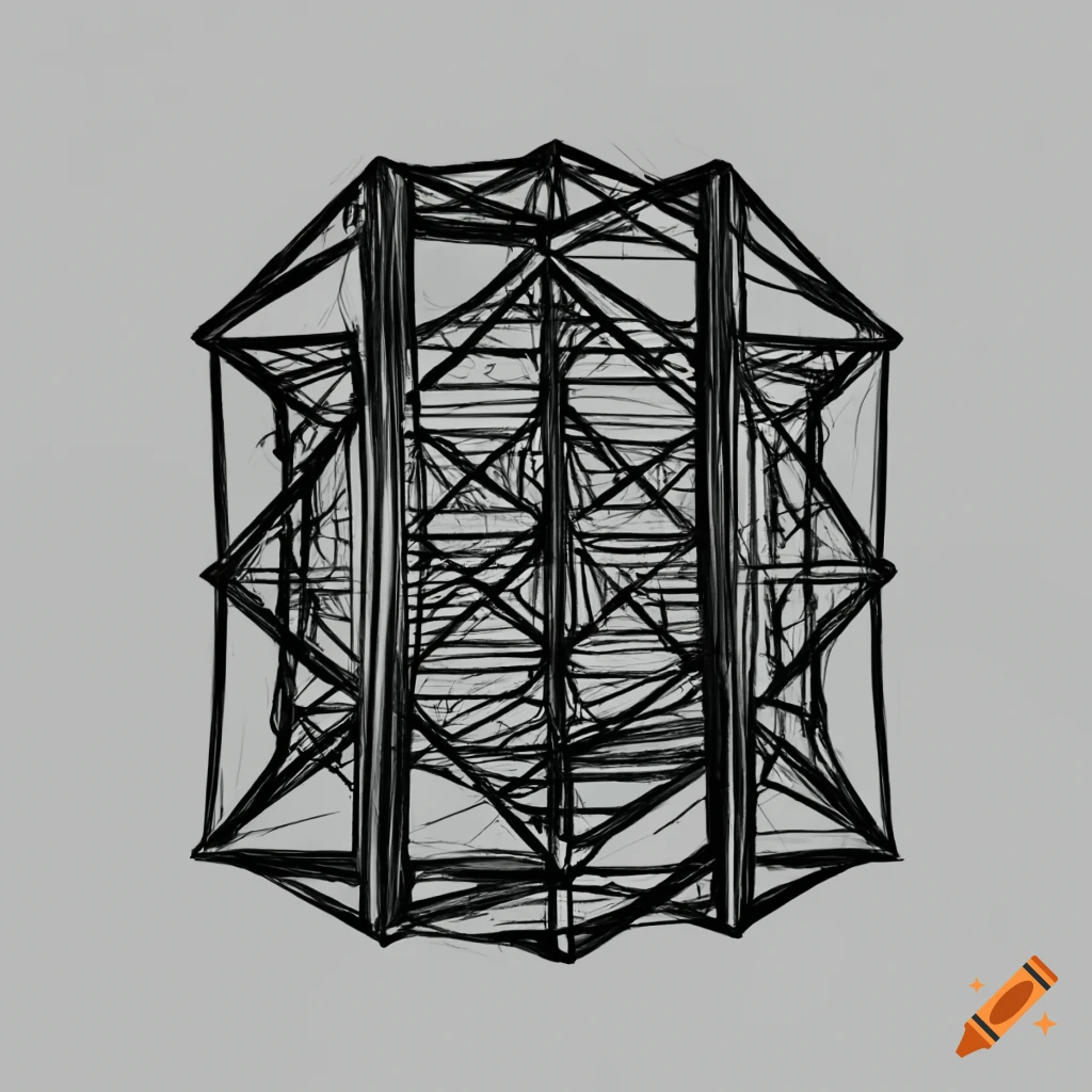 4d cube in a line drawing on Craiyon