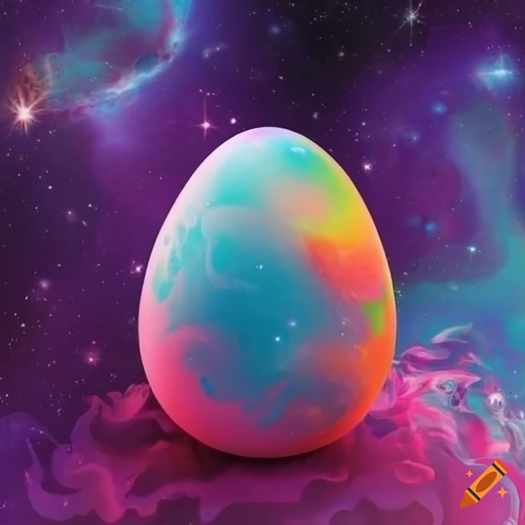 Three Easter eggs on a cosmic background on Craiyon