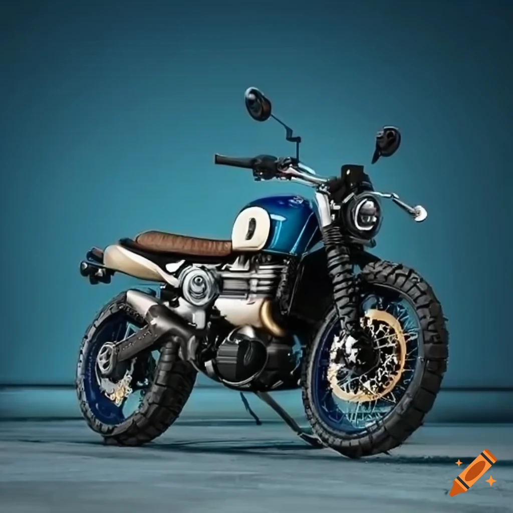 Triumph scrambler 1200xe motorcycle in blue on Craiyon