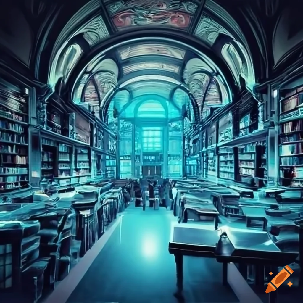 Library books and ai visualization on Craiyon