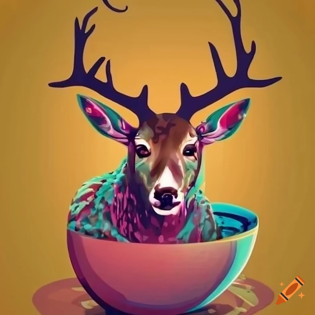 Deer inside a coffee cup on Craiyon
