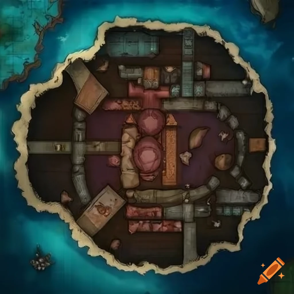Dungeons and dragons battlemap of a magic store on Craiyon