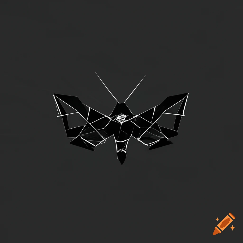 Modern minimalist low-poly line-art of a moth on white background on ...