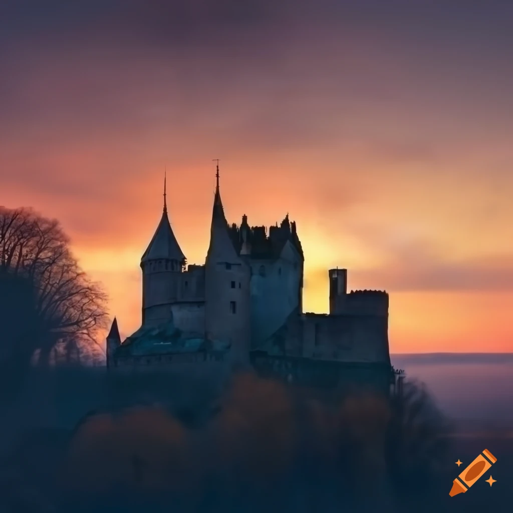 Castle at sunrise on Craiyon