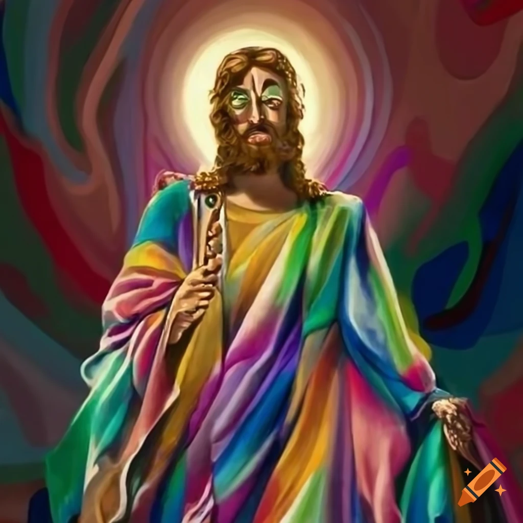 Jesus in a multicolored coat on Craiyon