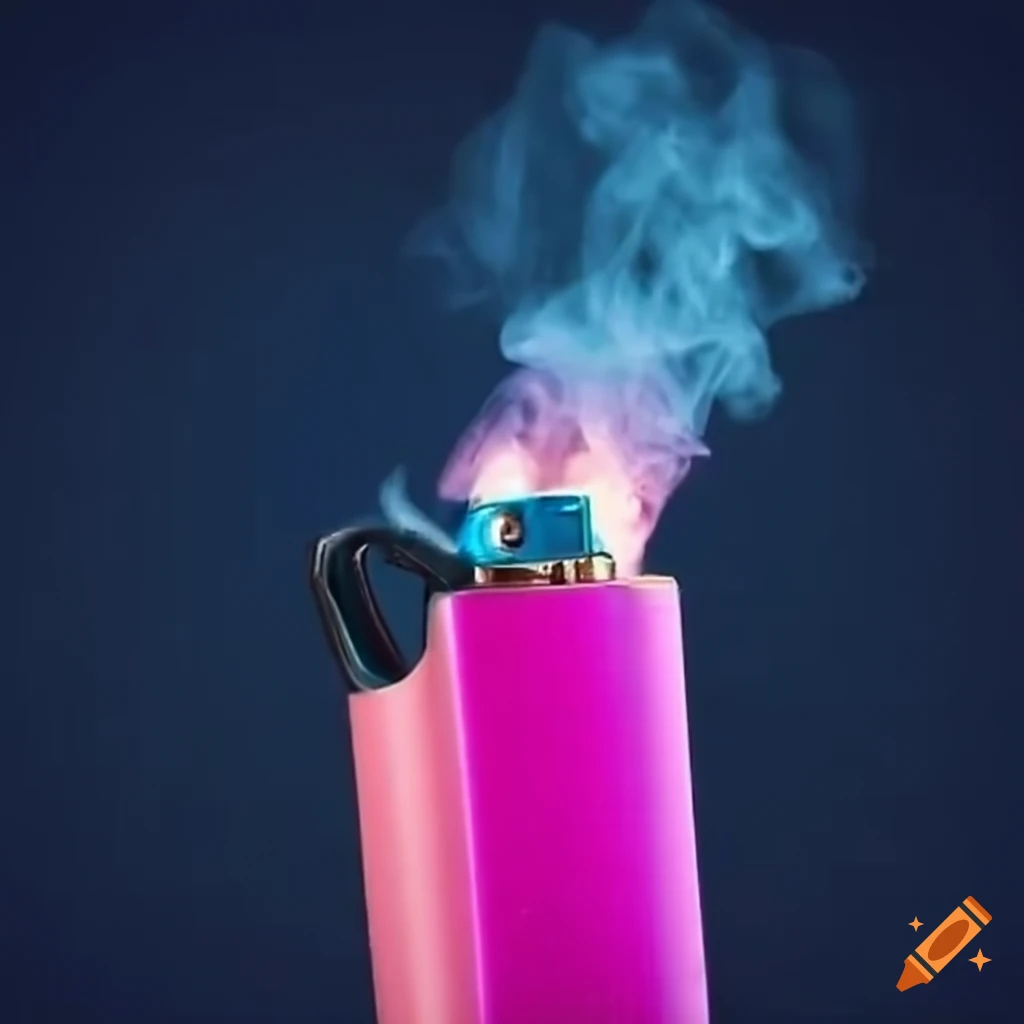 Man holding a pink lighter with smoke surrounding him on Craiyon