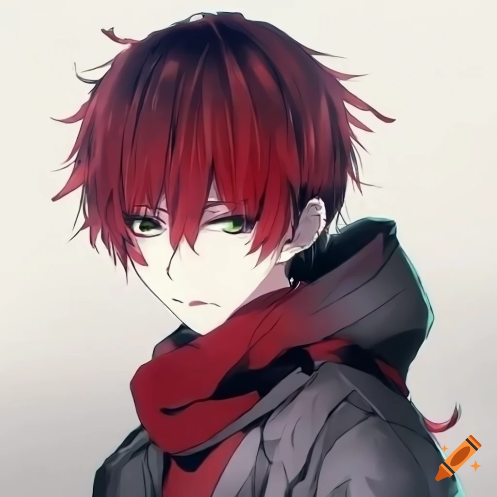 Red anime boy character on Craiyon