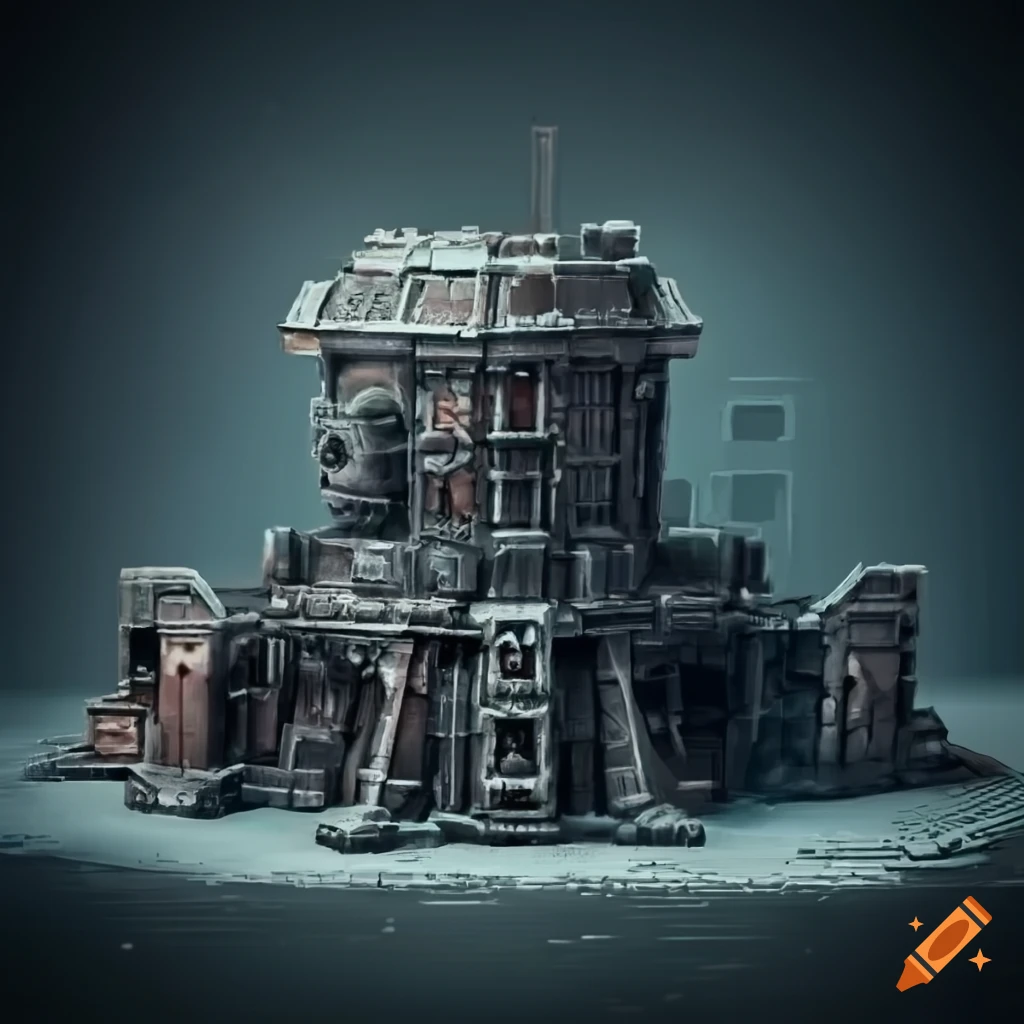 Cylindrical space base in a dystopian industrial sci-fi setting on Craiyon