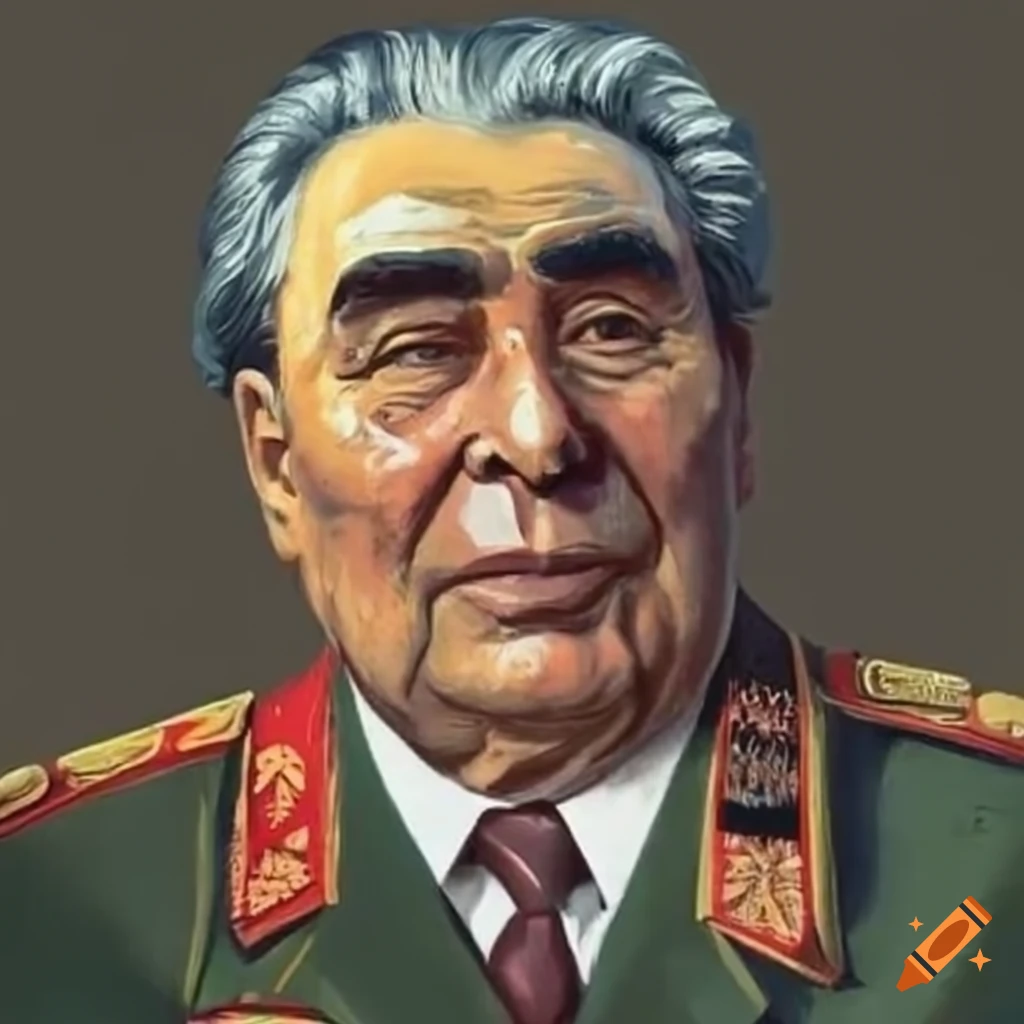 Smiling leonid brezhnev in a triumphant socialist modern style on Craiyon